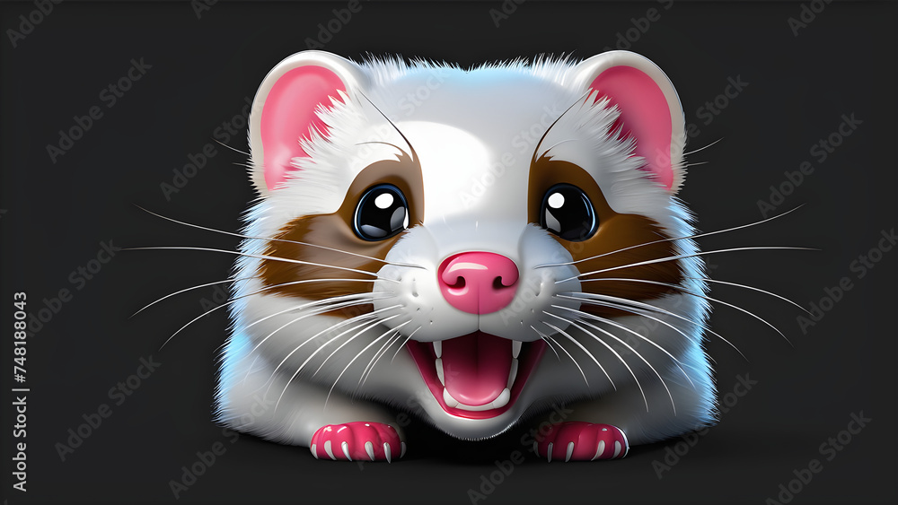 ferret cartoon. a pet ferret emoji on a black background. ferret ...