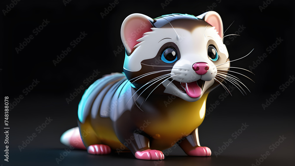 ferret cartoon. a pet ferret emoji on a black background. ferret ...