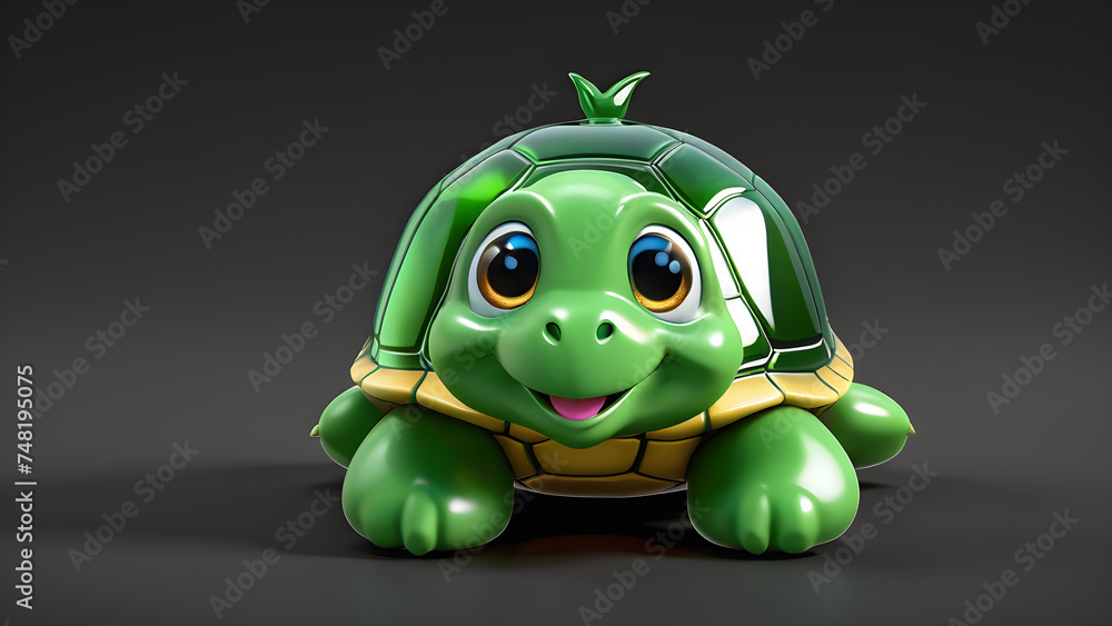 turtle cartoon. pets turtle emoji on a black background. tortoise with ...