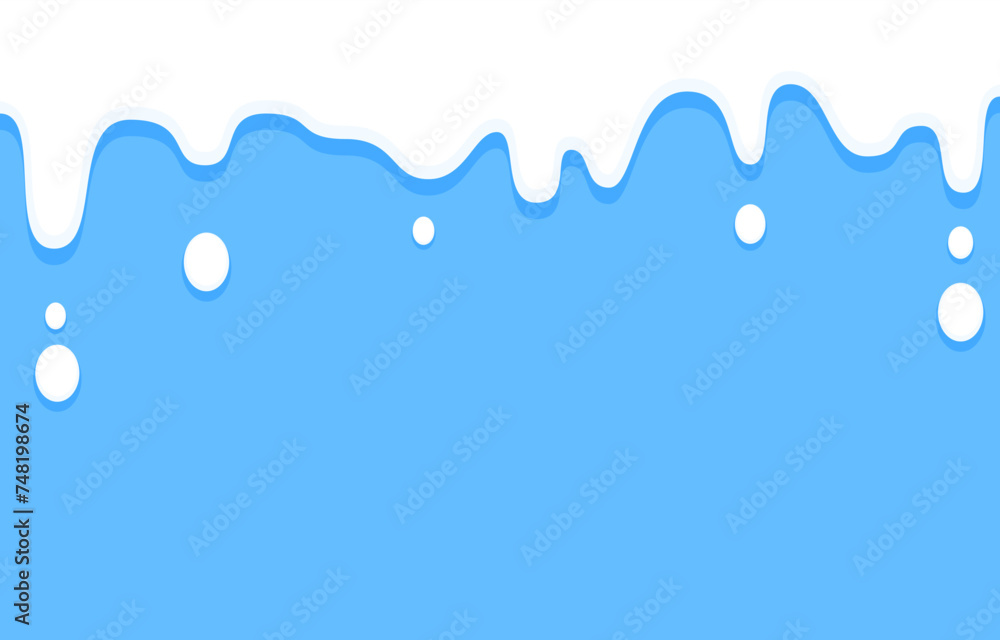 Dripping milk frame. Dripping milk flows down. Dripping liquid. Fluid ...