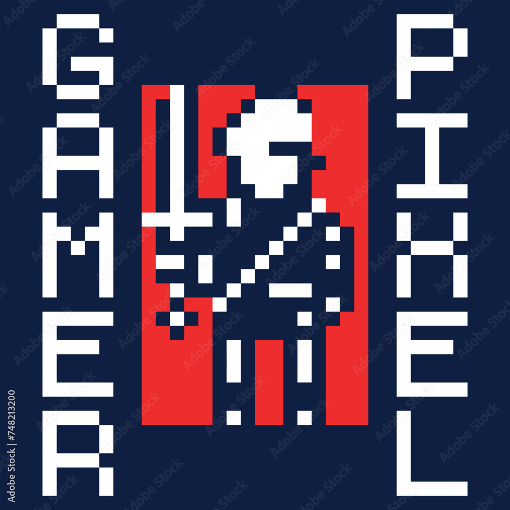 Pixel art editable de un soldado gamer con el texto gamer pixel Stock ...