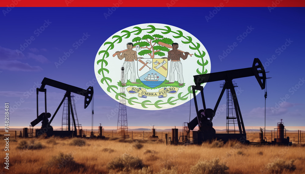 Belize oil industry .Crude oil and petroleum concept. Belize flag ...