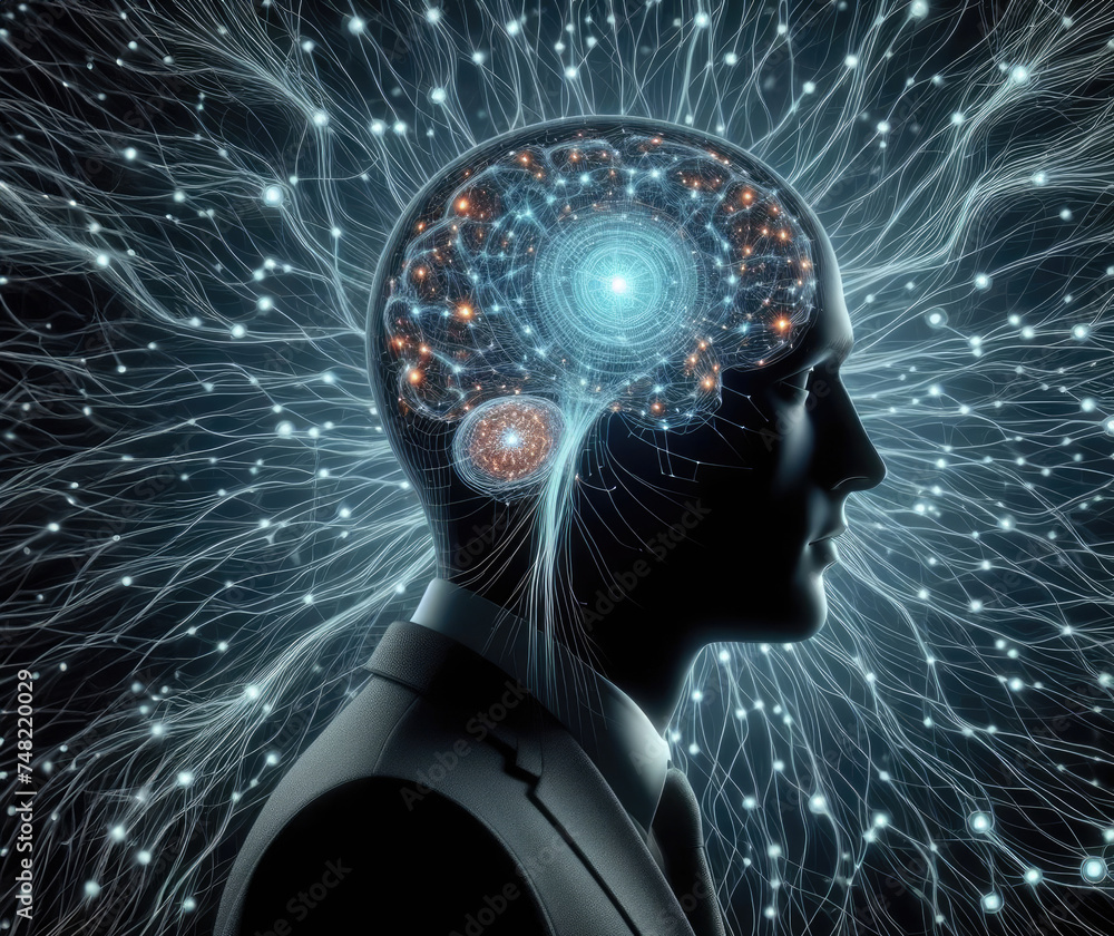 Conceptual Visualization of a Man's Thought Process and Neural Network ...