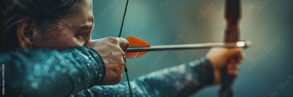 Close up of an archer s hand releasing an arrow precision focus calm ...