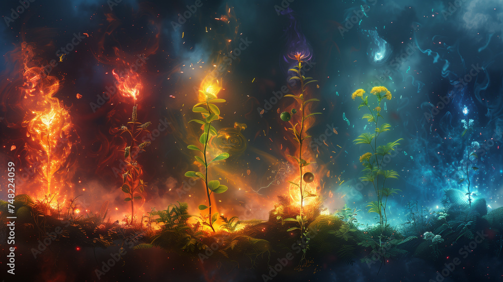plant's life cycle, starting with a seed on the left, progressing ...