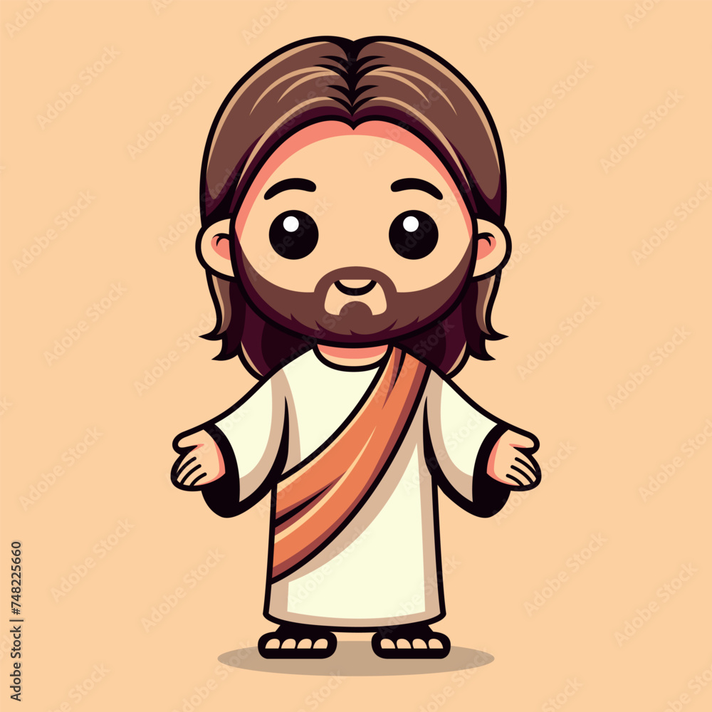 Dibujo de jesús estilo chibi kawaii anime abriendo los brazos y feliz ...