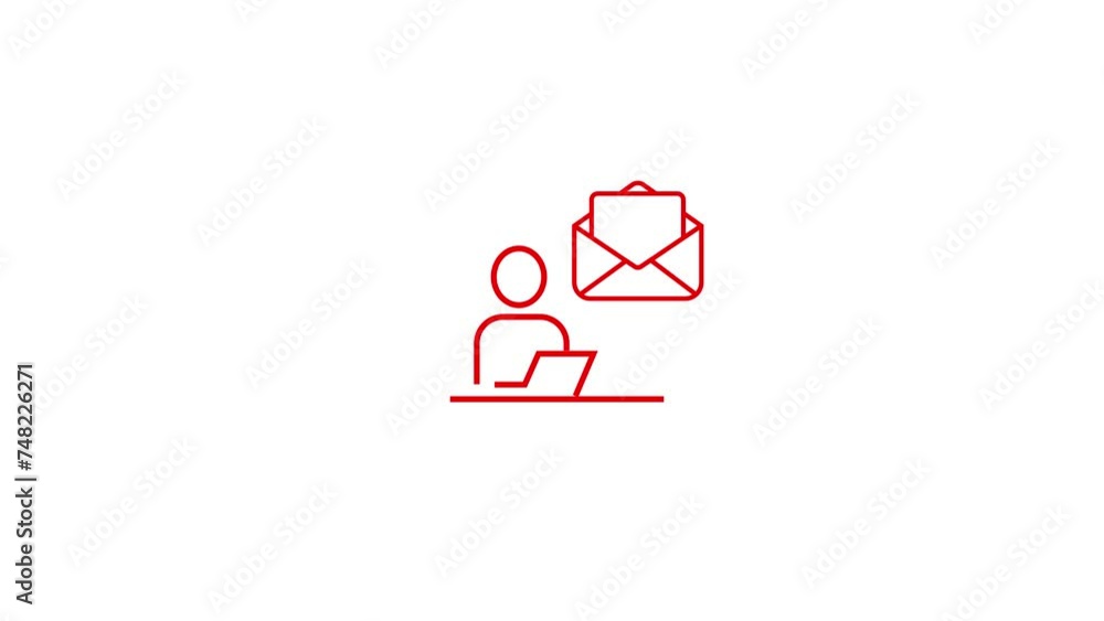 Email icon animation on white background receive message icon success ...