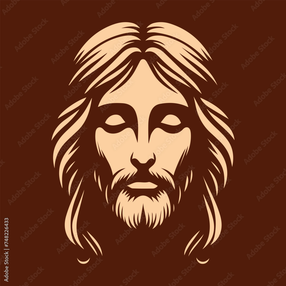 Vetor de dibujo silueta de la cara de jesus estilo logotipo do Stock ...