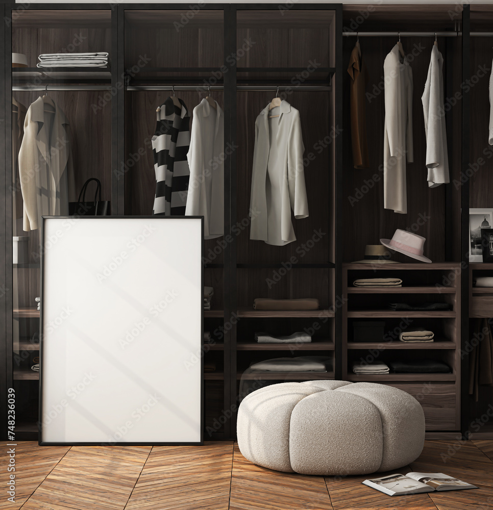 Frame mockup, ISO A paper size. Walk in closet wall poster mockup ...