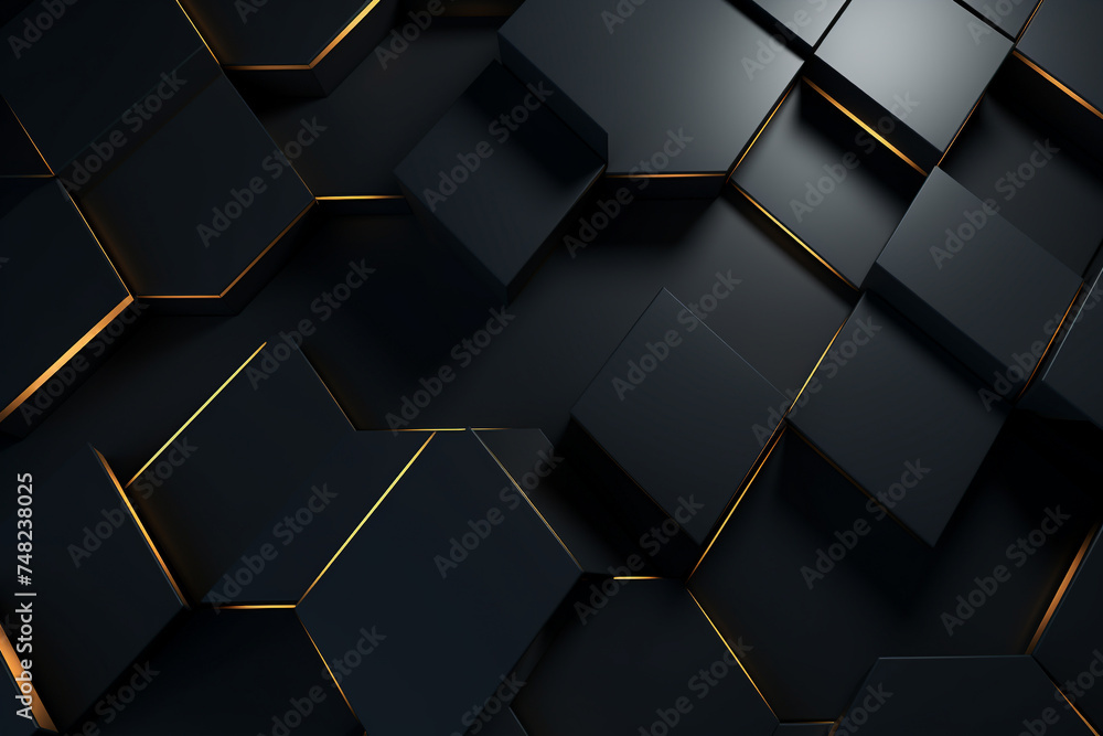 Abstract hexagon geometry background. 3d render of simple primitives ...