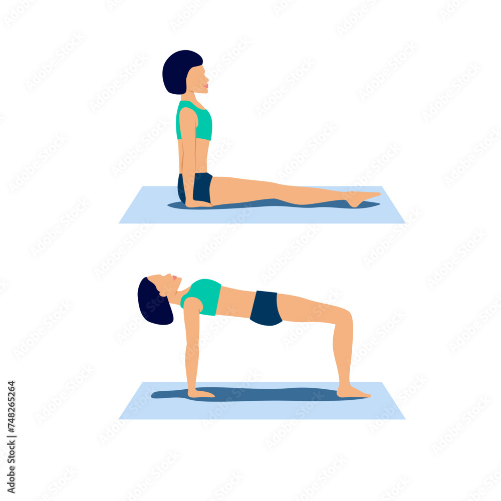 Ardha purvottanasana or reverse tabletop yoga pose. Crab pose for ...