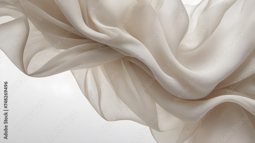 Flying white sheer fabric. Texture, background, pattern, template. 3D ...