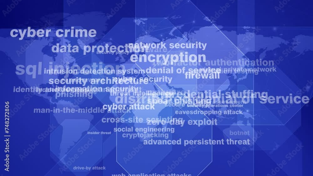 Vidéo Stock Secure world map cybercrime technology cyber security cyber ...