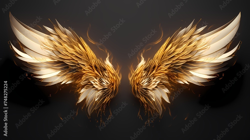 Golden Angel Wings Isolated Stock Illustration | Adobe Stock