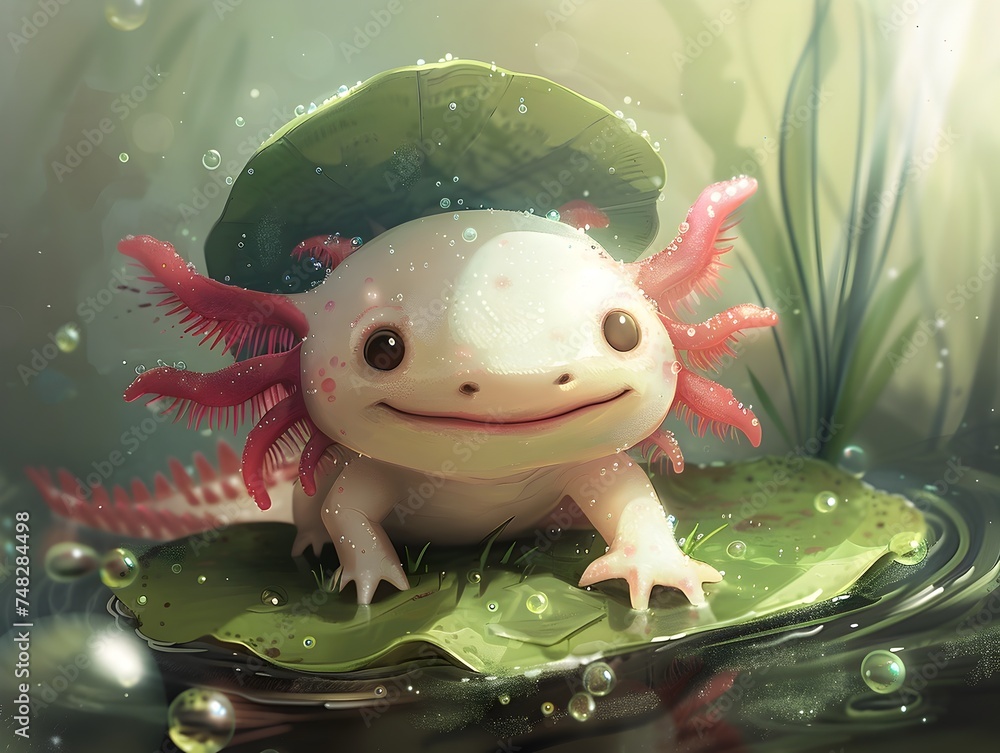 Cute Pink Lizard in Hyper-Realistic Water Stock Illustration | Adobe Stock