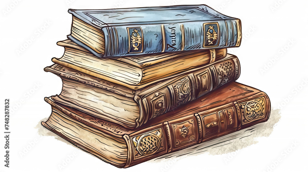 Victorian Book Illustration: An illustration of a stack of vintage ...