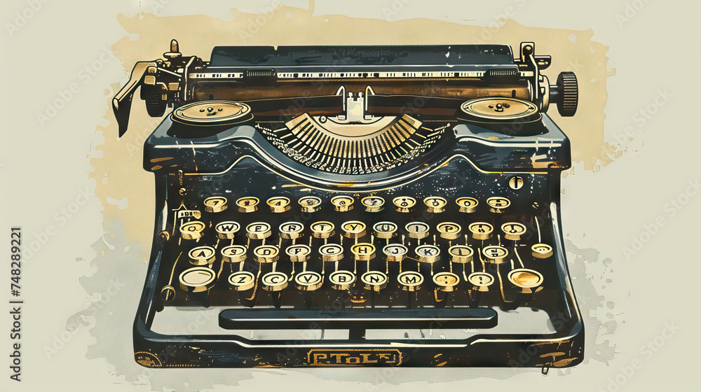 Retro Typewriter Art: An illustration of a vintage typewriter with ...