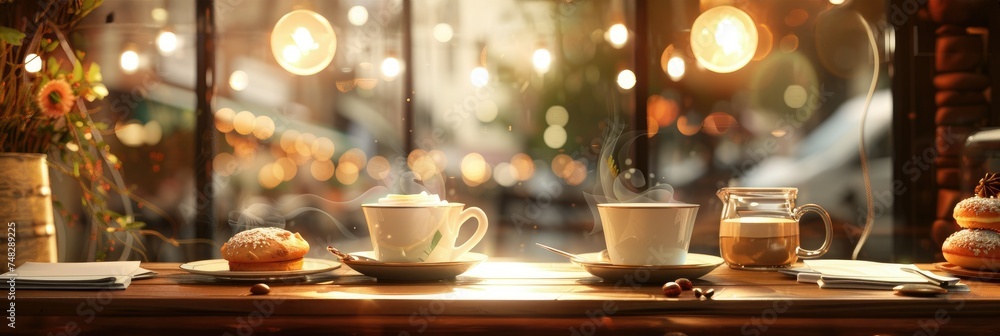 Elegant evening tea and pastries - Evening tea time setup with pastries ...