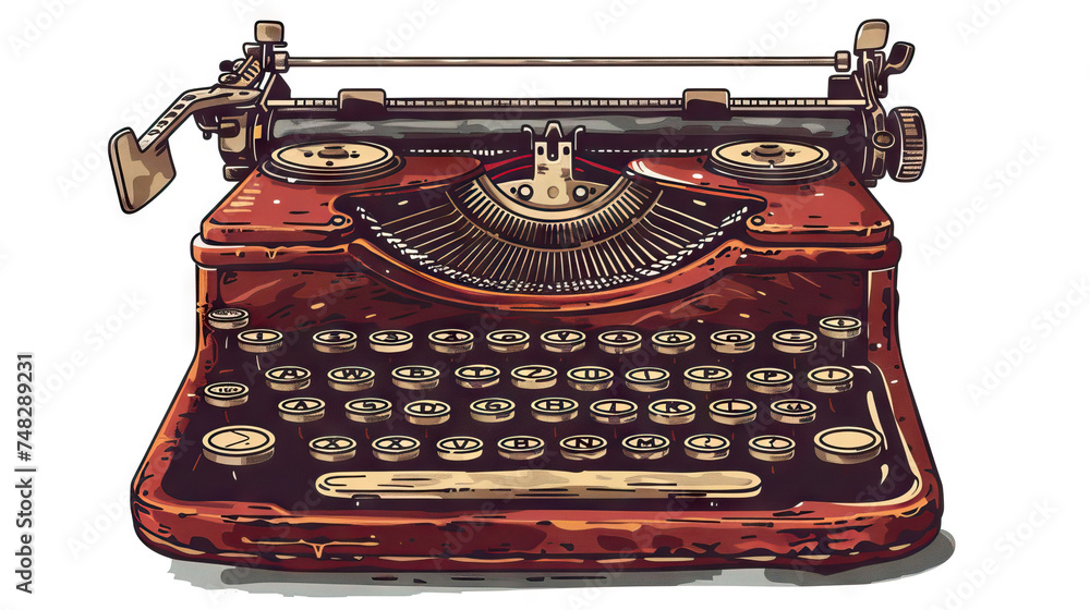Retro Typewriter Art: An illustration of a vintage typewriter with ...