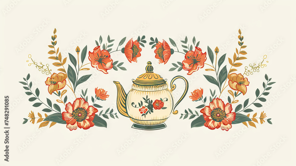 Victorian Tea Room Logo: A logo featuring a teapot, teacup, and ...