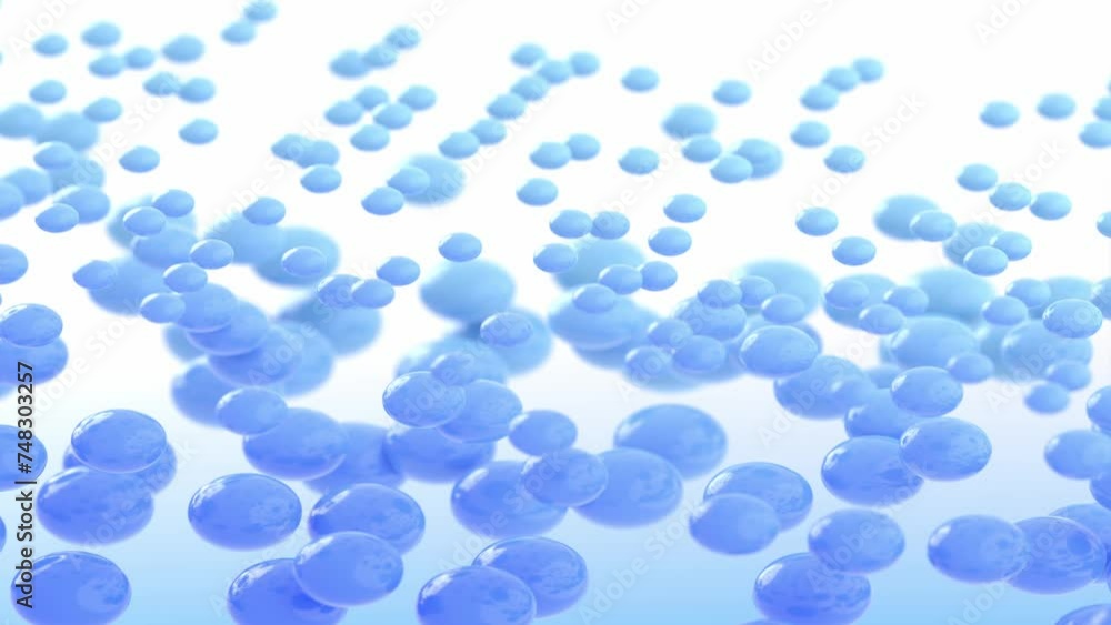 boiling water bubbles 3d animation loop. abstract laboratory heat ...