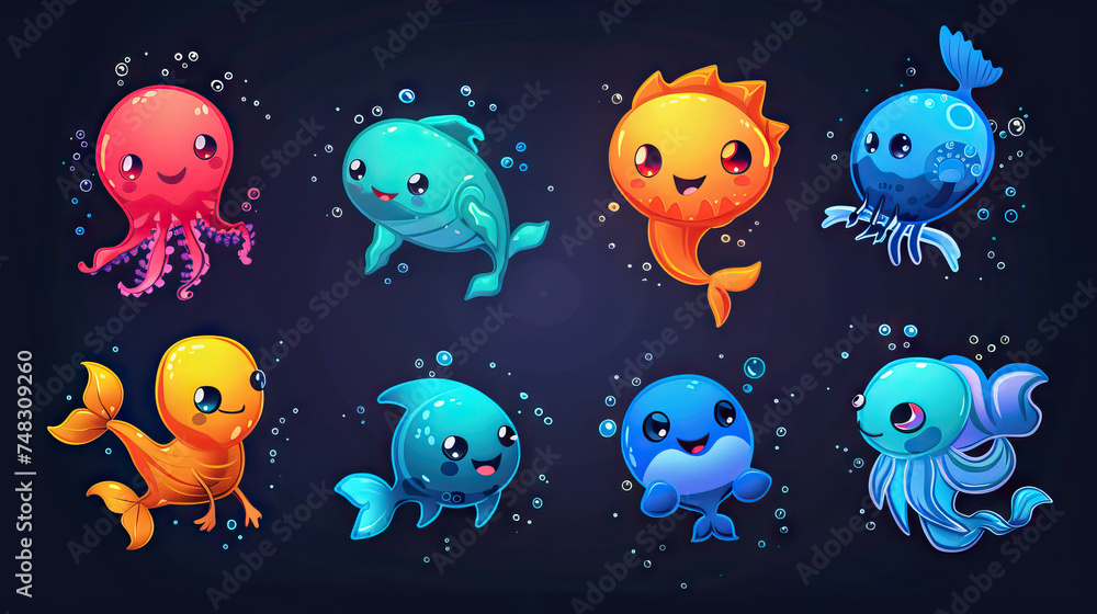 Underwater Friends: Cute and Colorful Sea Creature Characters for Kids ...
