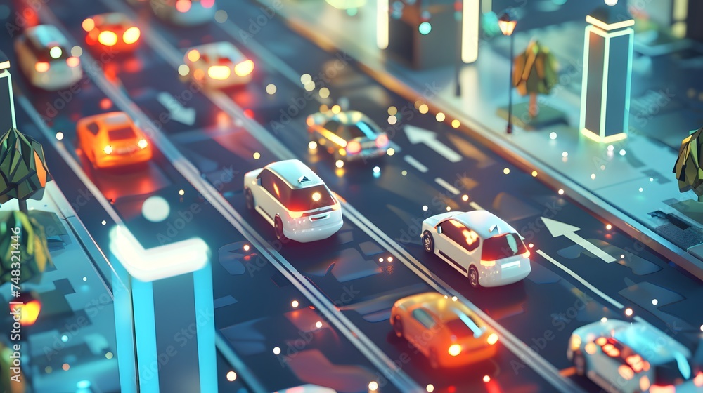 Visualization Of The Interaction Of Self Driving Autonomous Vehicles Robotic Cars Are