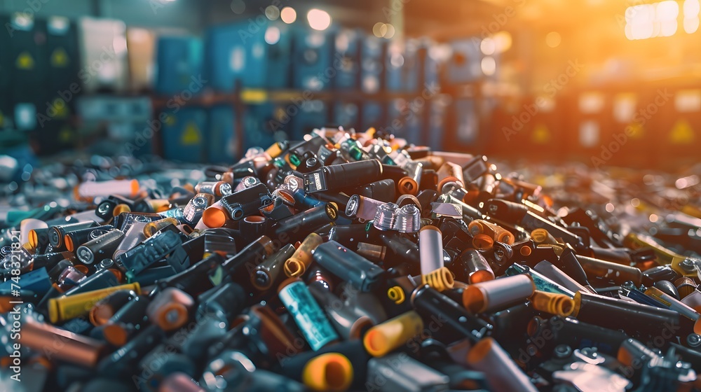 Waste full of battery, recycling, E-waste heap from discarded laptop ...