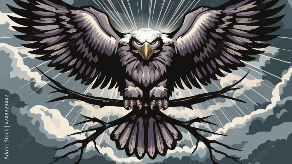 Discover the Majesty of Eagles: Flat Vector Illustration Depicting the ...
