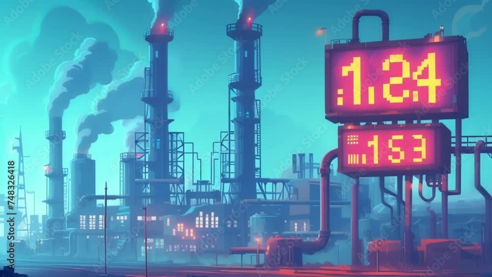 A digital display showing the realtime carbon emissions of the factory ...