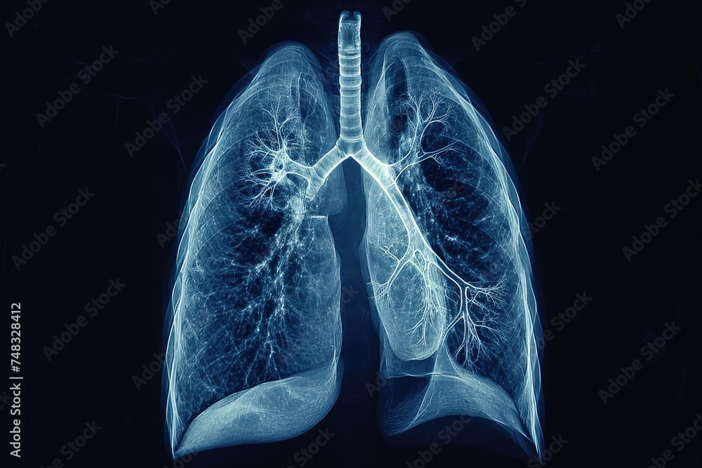 Foto de This x-ray image captures a detailed view of the lungs ...