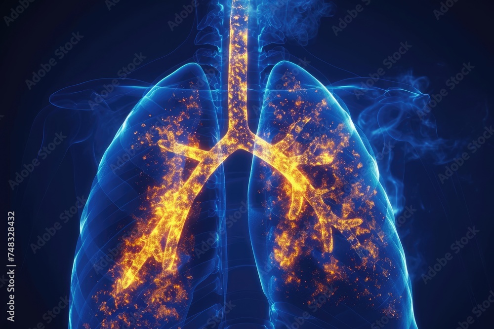 Computer Generated Image of Human Lung With Detailed Anatomy and ...