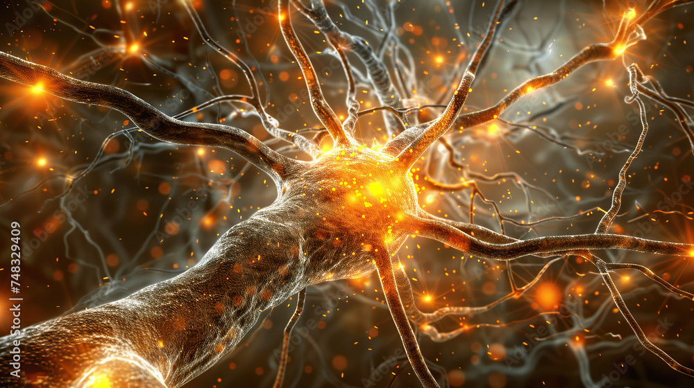 Illustration of neuron anatomy. Neuroscience, neurology, nervous system ...