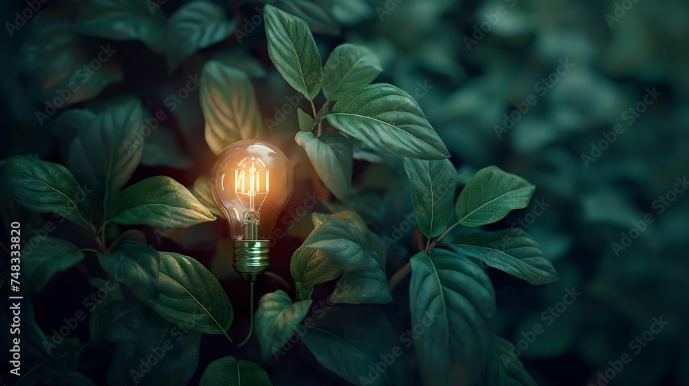 An ecological lamp radiates soft, sustainable light between fresh ...