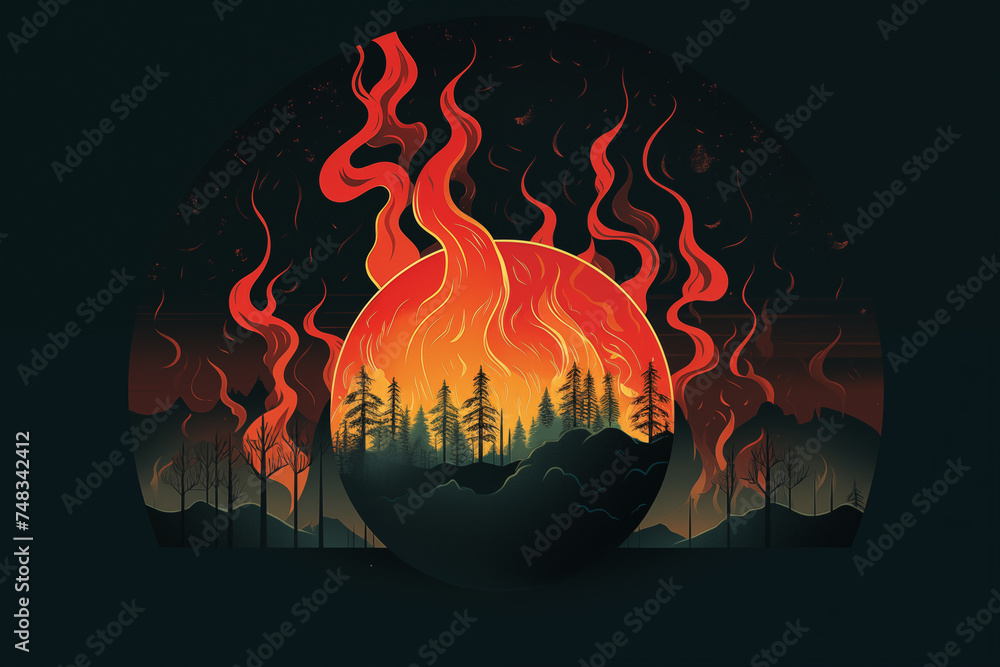 Earth Day poster illustrating risks of wildfires, common now because of ...