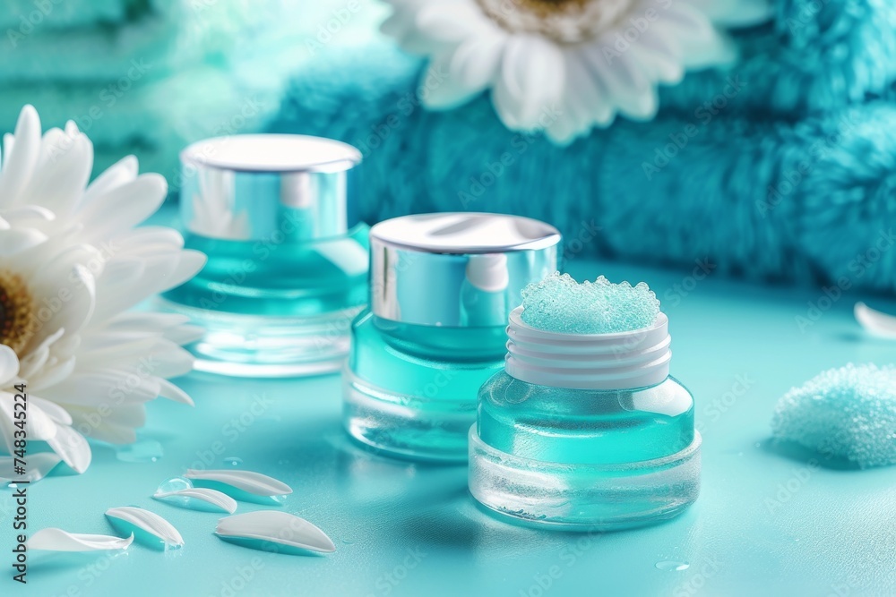 Facial roman chamomile oil skin care cream. Skincare treatment products ...