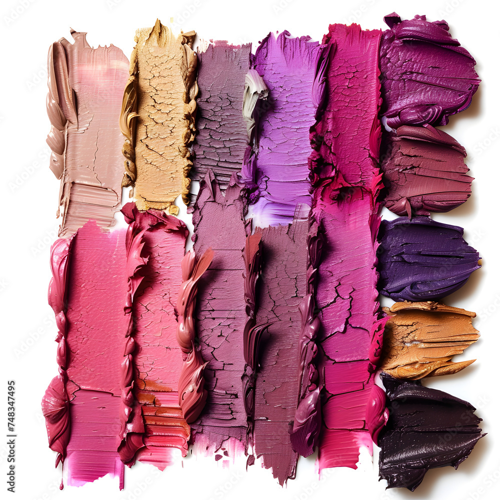 illustration of careless strokes of cosmetics of various colors on a ...