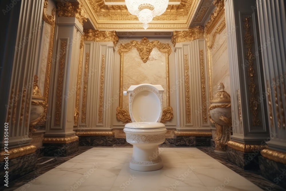 Luxury Royal Toilet Bowl in Palace Hall Center, Gilded Baroque Toilet ...