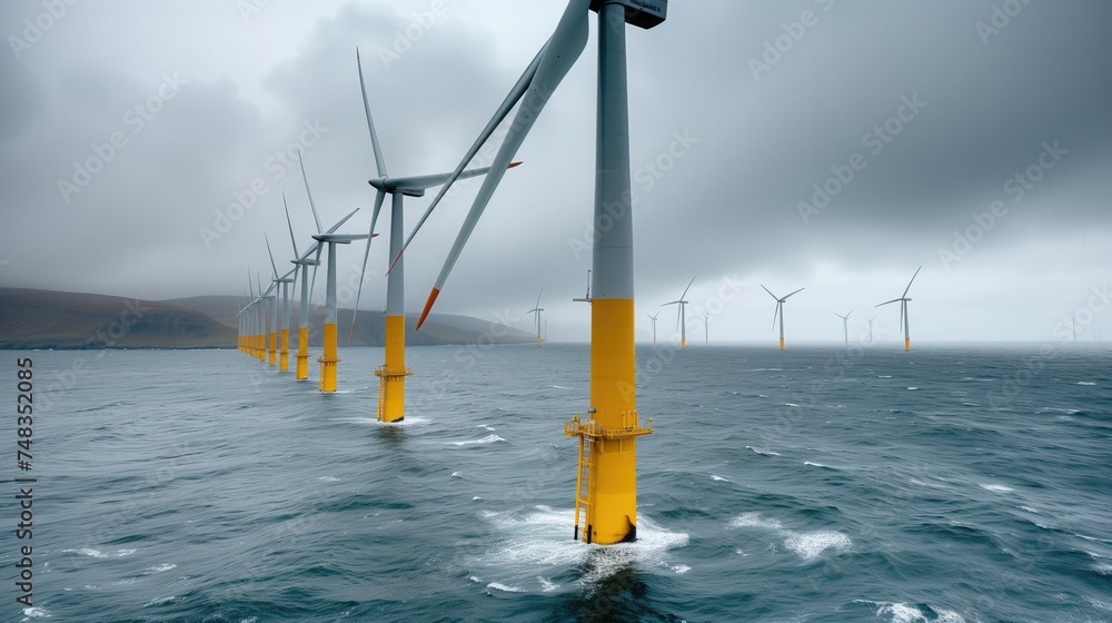 Offshore Wind Farm Construction: Workers aboard a construction vessel ...