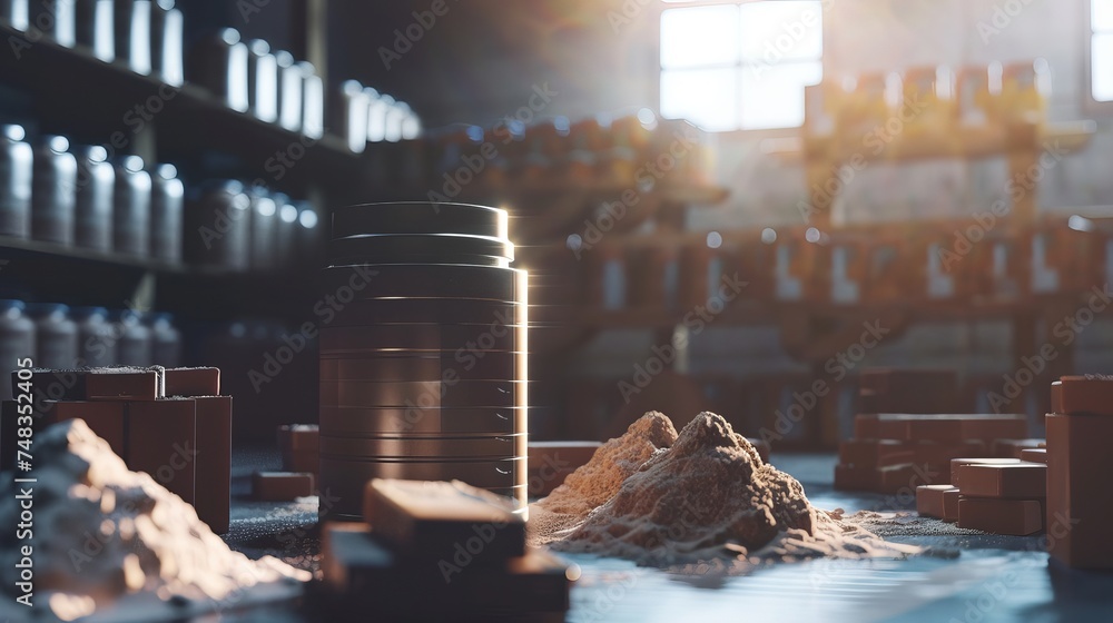 Wordless protein powder containers and protein bars surrounding ...
