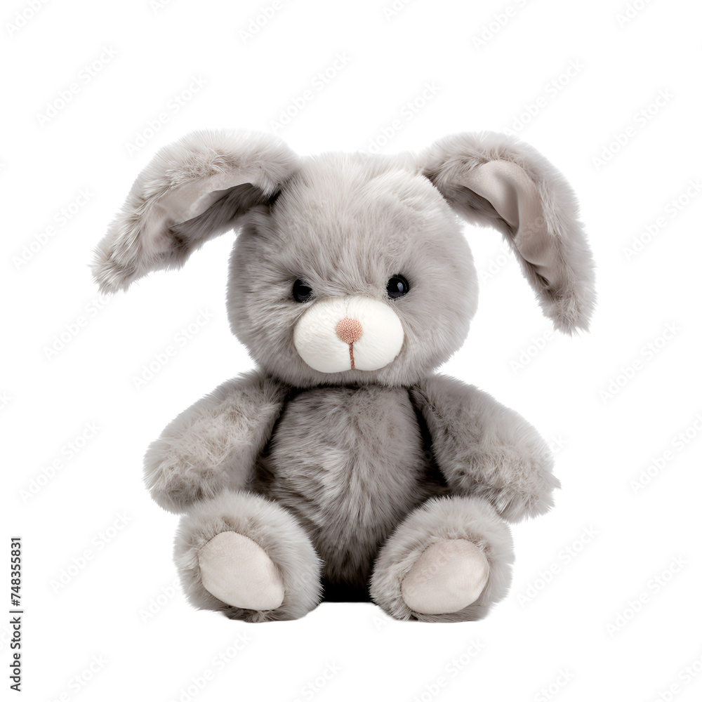 Animal Toys: Grey Bunny Rabbit Plush Stuffed, Isolated on Transparent ...
