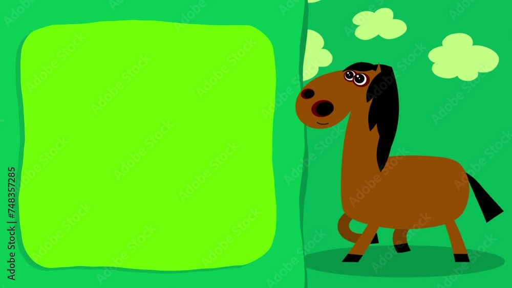 Cartoon character brown horse walking intro animation for titles. Good ...