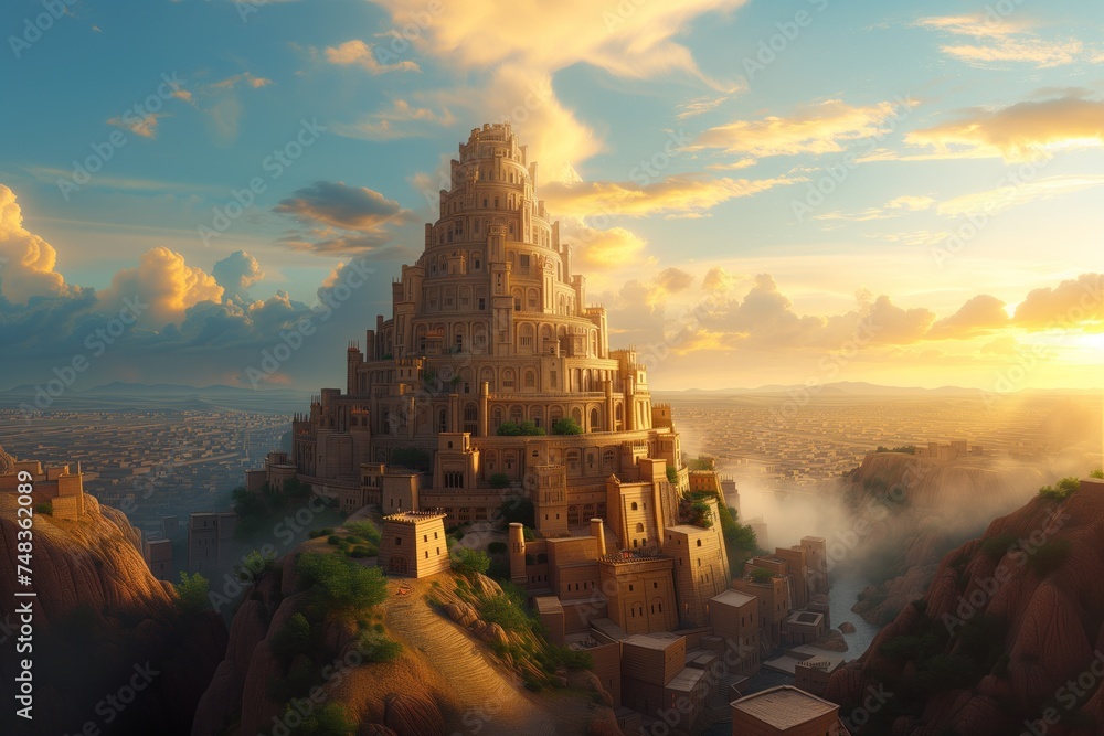 Biblical Tower of Babel Stock Illustration | Adobe Stock