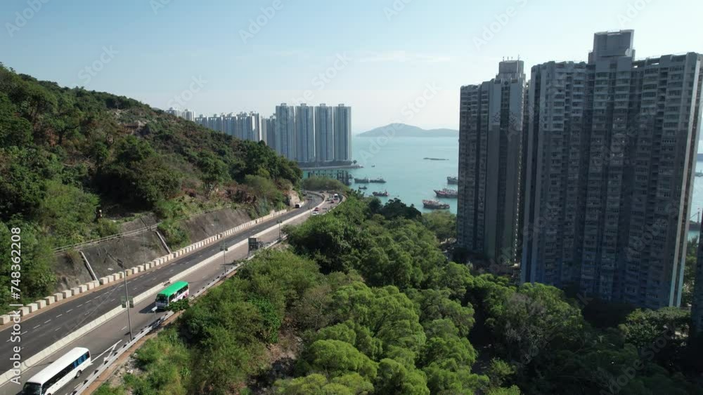 Vidéo Stock Hong Kong Island Pok Fu Lam Aberdeen waterfront Wah Fu ...