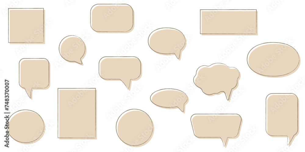 Hand drawn doodle textbox set. Empty speech bubbles charcoal crayon ...