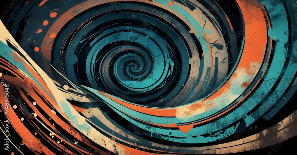 Swirling lines and colors merge in a dynamic abstract composition ...