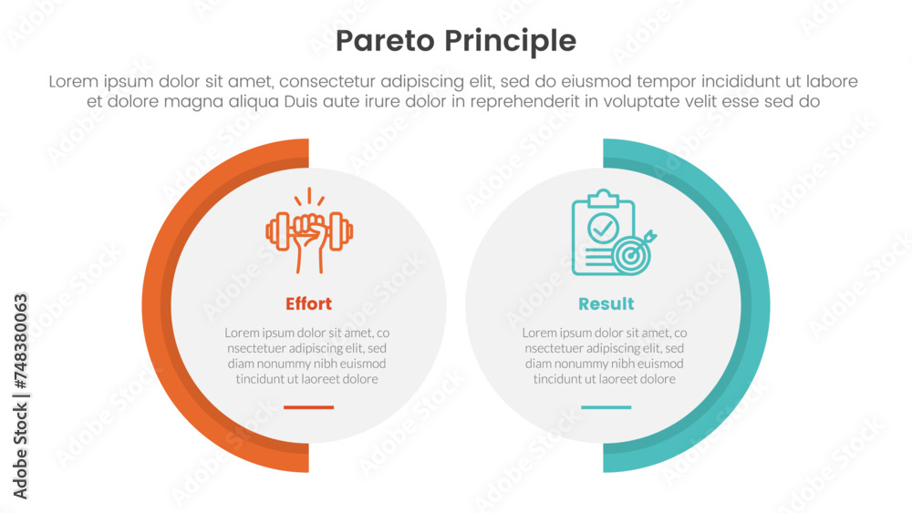 pareto principle comparison or versus concept for infographic template ...