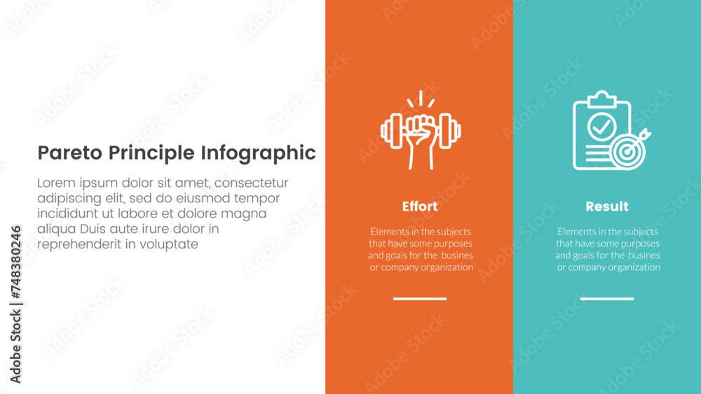 pareto principle comparison or versus concept for infographic template ...