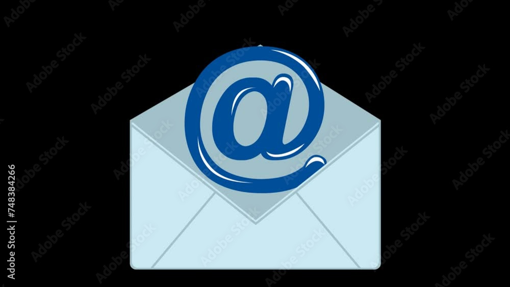 video animation correspondence letter with an at sign or arroba symbol ...