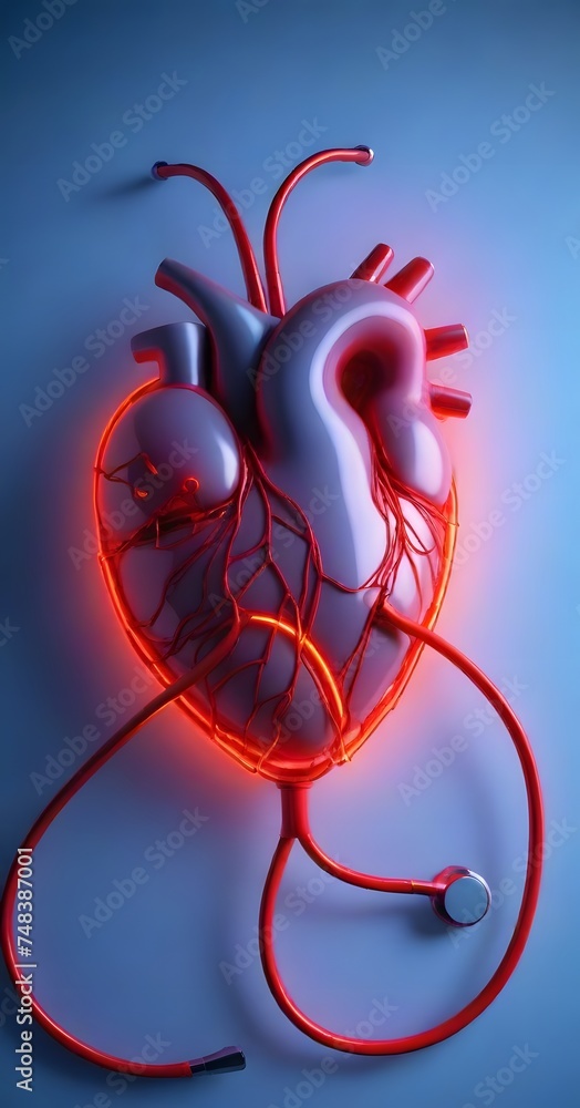 An anatomically correct heart glows with life, encircled by a ...